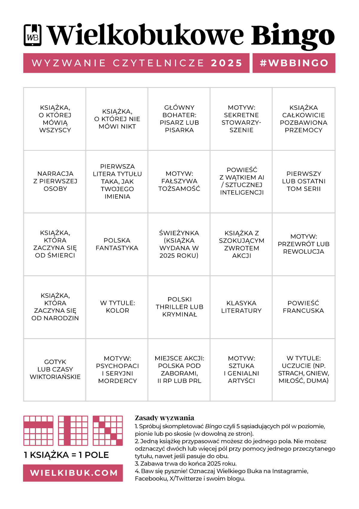 Wyzwanie czytelnicze 2025: Wielkobukowe BINGO #WBBingo – Wielki Buk